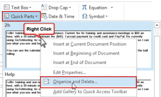 How to Insert Text using Quick Parts | Slipstick Systems