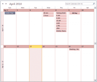 View a Two Week Calendar | Slipstick Systems
