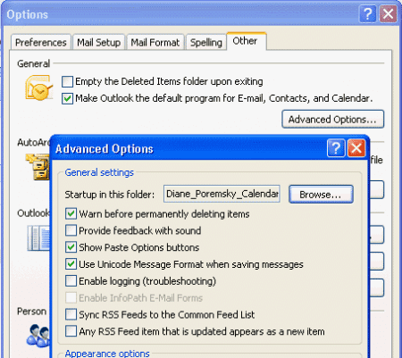 Choose the Folder Outlook Starts Up In | Slipstick Systems