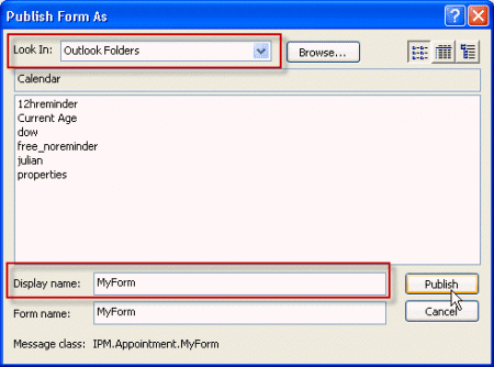 Publishing Custom Forms in Outlook