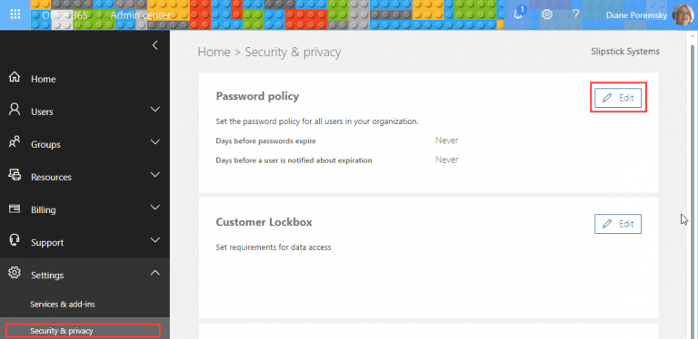 Office365: Set account passwords to never expire | Slipstick Systems