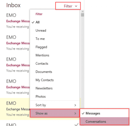 Disable Conversation View in Outlook.com and Outlook on the Web ...