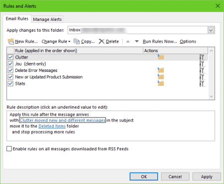 Rules & Alerts Dialog Won't Open | Slipstick Systems