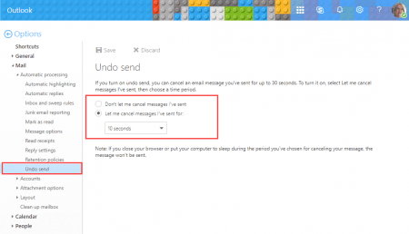 Undo Send feature in Outlook on the Web | Slipstick Systems
