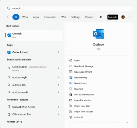 Use Classic Outlook, not New Outlook