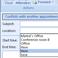 Clear the Location drop-down list on appointments | Slipstick Systems