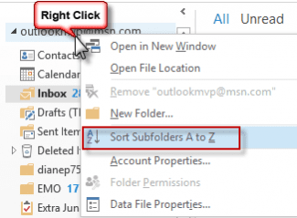 Change the Folder sort order in Outlook's Folder list | Slipstick Systems